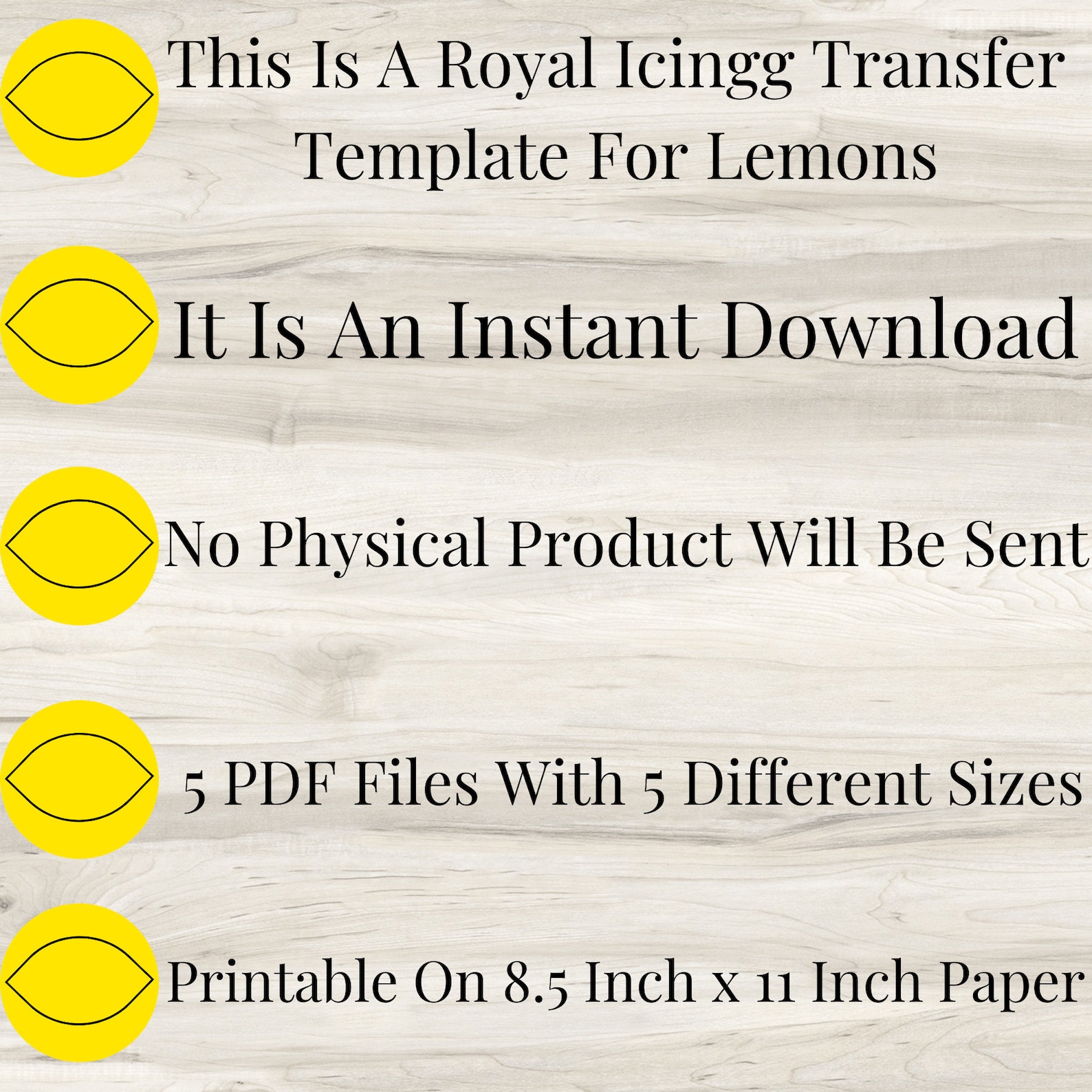 Lemon Royal Icing Transfer Royal Icing Transfer Template | Etsy
