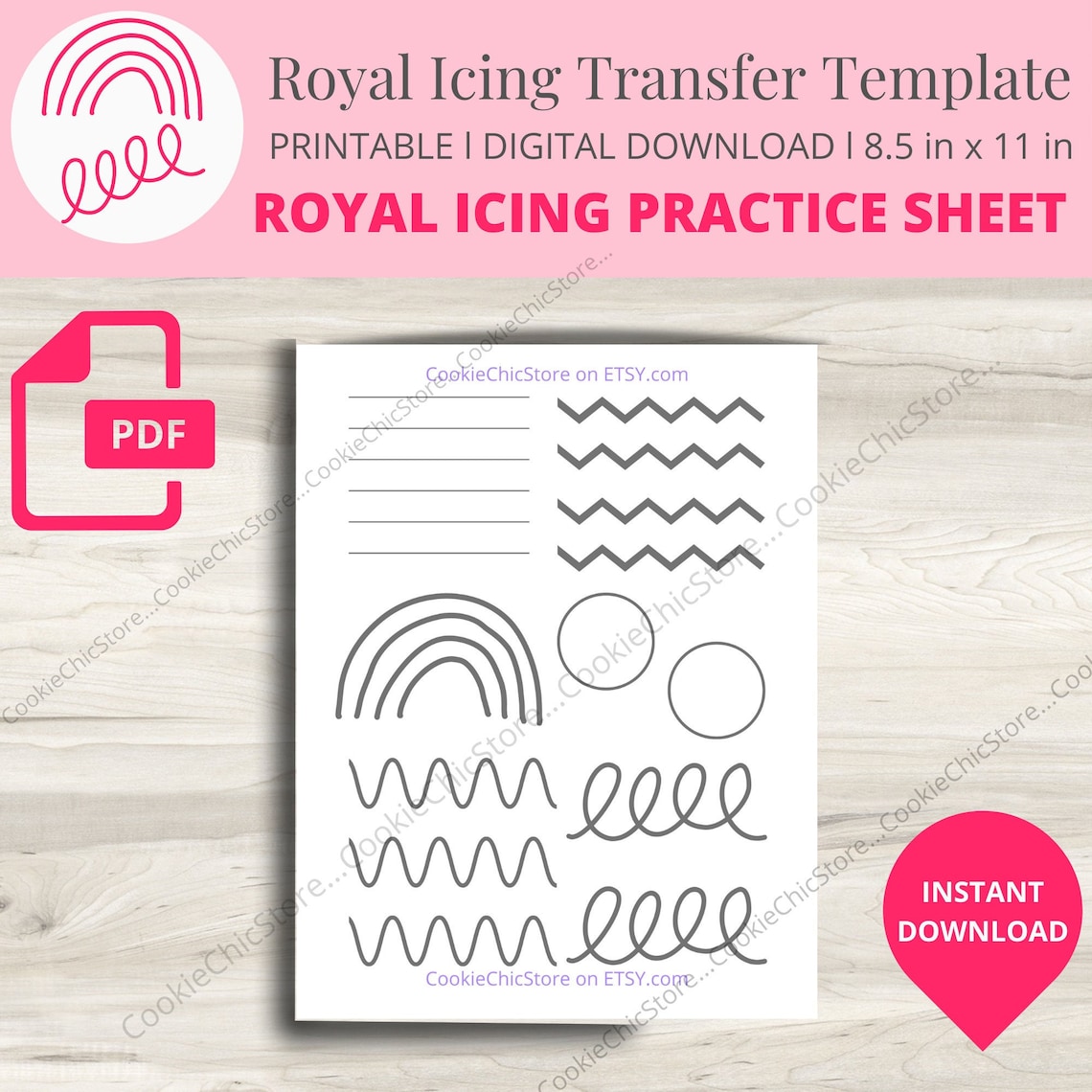 Royal Icing Piping Practice Sheet, Cookie Class Practice Sheet ...