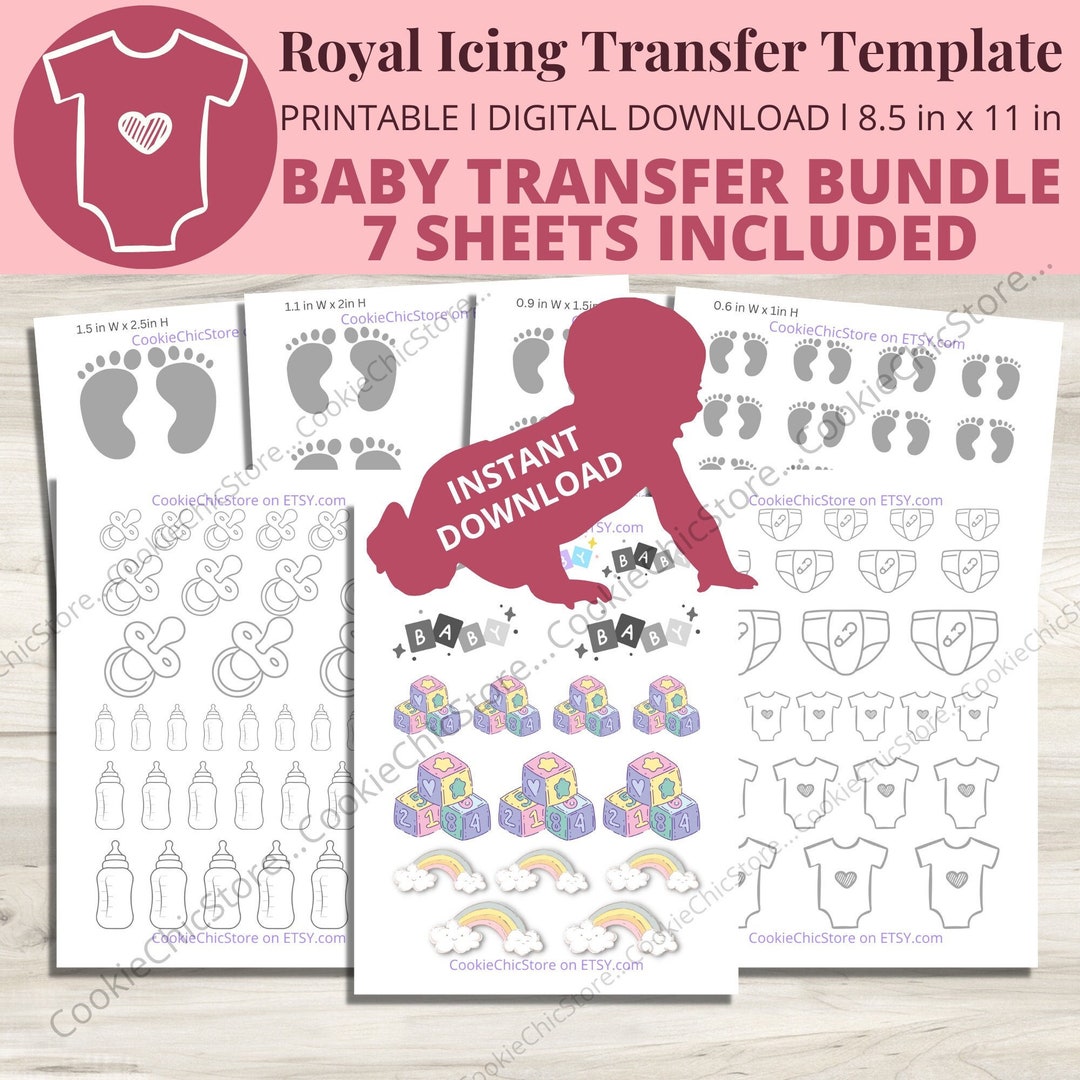 Baby Shower Royal Icing Transfer Sheet Baby Foot Cookie - Etsy