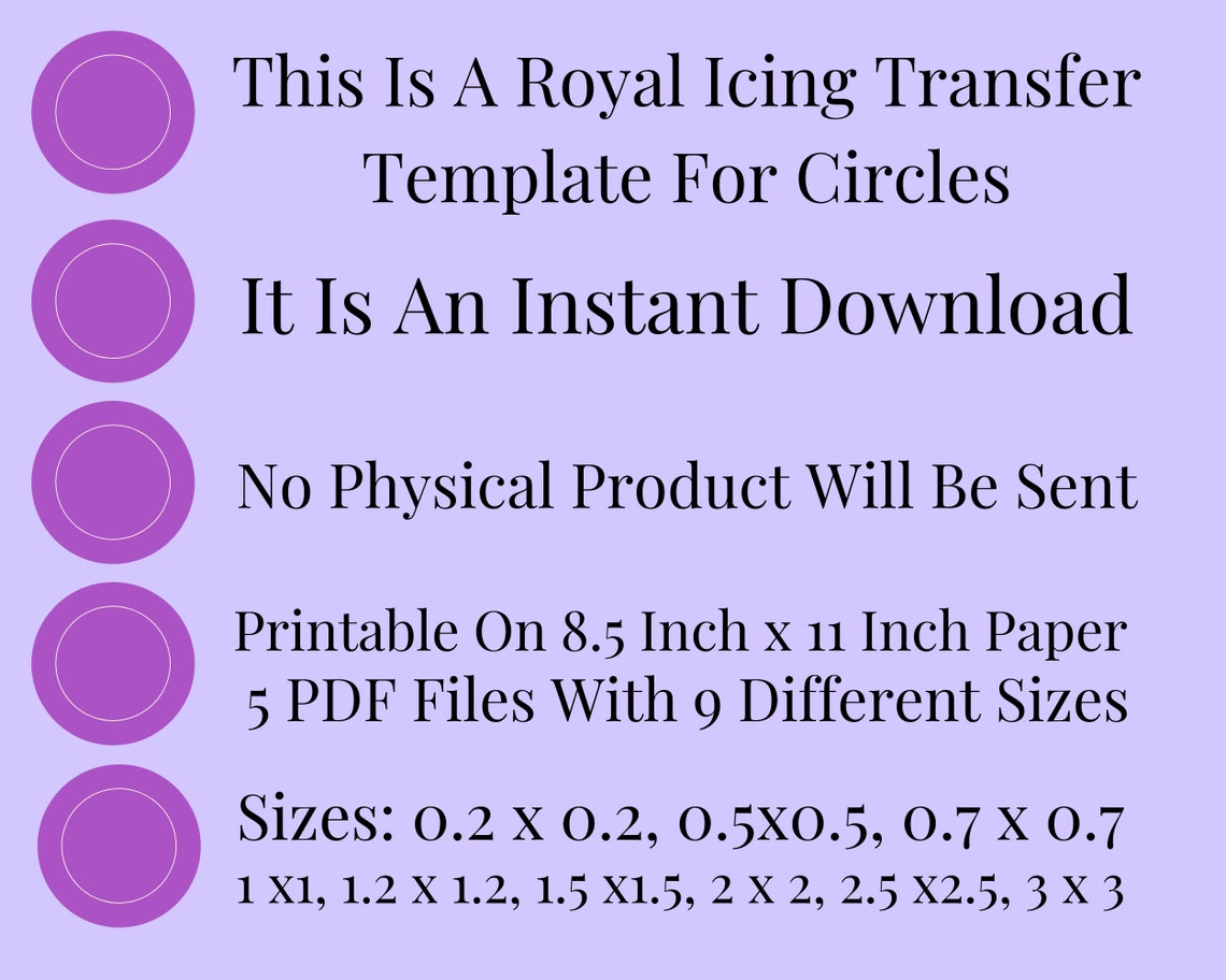 Circle Royal Icing Transfer Template Royal Icing Circle - Etsy