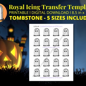 Halloween Icing Transfer Sheet Tombstone RIP Headstone Template for ...