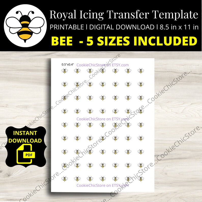 Royal Icing Bee Bee Royal Icing Transfer Sheet Bumble Bee - Etsy