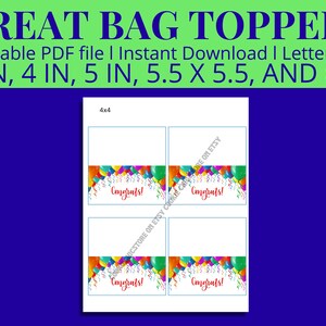 Congratulations Printable Cookie Treat Bag Topper Template, Congrats ...