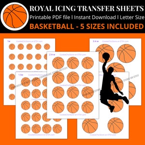 Basketball Basket Ball Royal Icing Transfer Sheet Template, RI Cookie ...