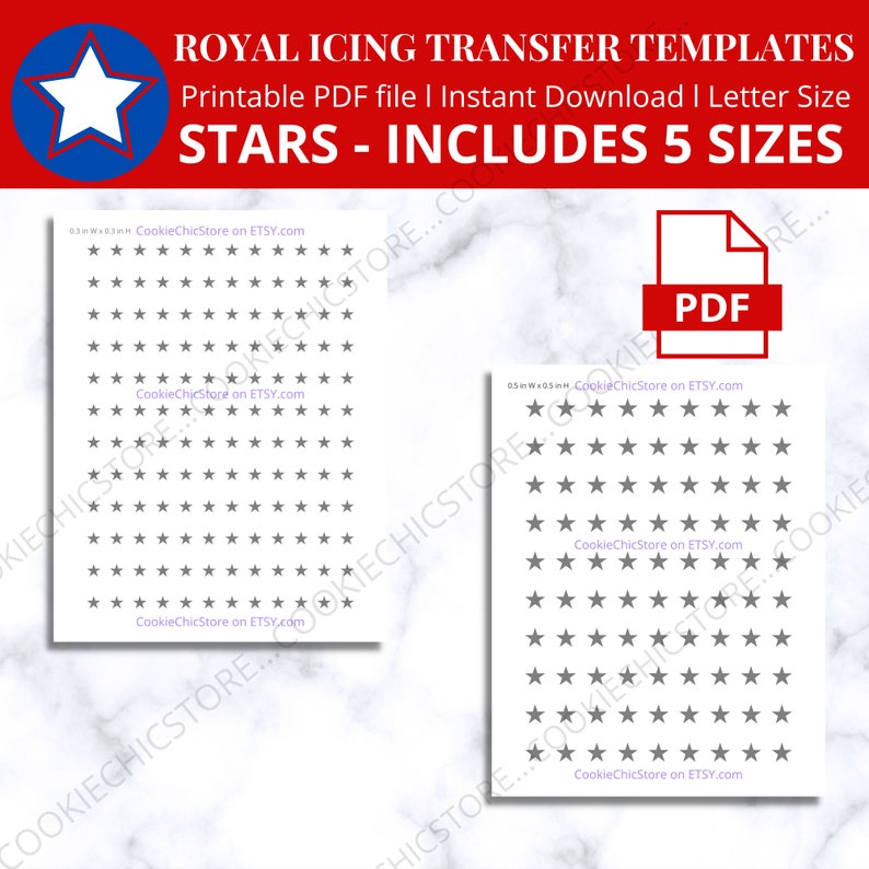 Royal Icing Stars Royal Icing Transfers Star Transfer - Etsy