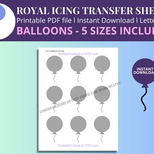 Balloon Royal Icing Transfer Sheet, Royal Icing Transfer Template ...
