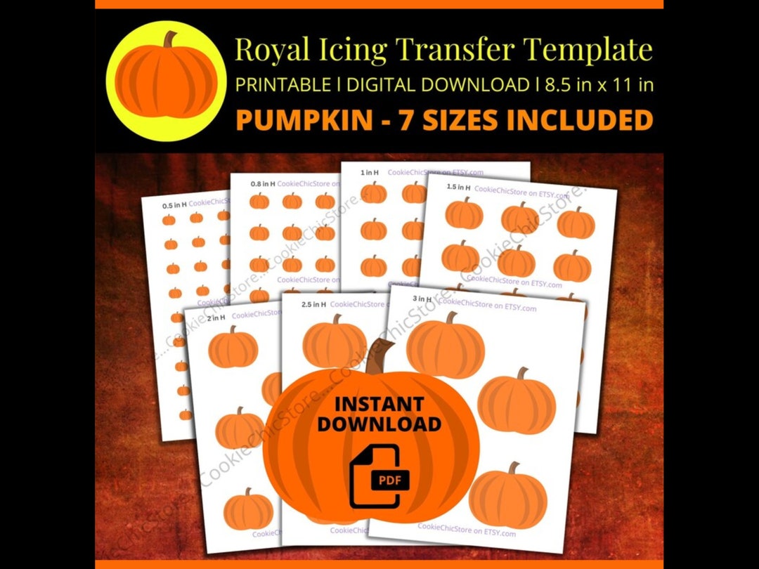 Pumpkin Royal Icing Transfer Sheet for Halloween Cookie Decorating ...