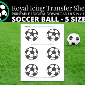 Soccer Ball Royal Icing Transfer Sheet Template, Printable Piping RI ...