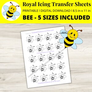 Royal Icing Bee, Bee Royal Icing Transfer Sheet, Bumble Bee Royal Icing ...