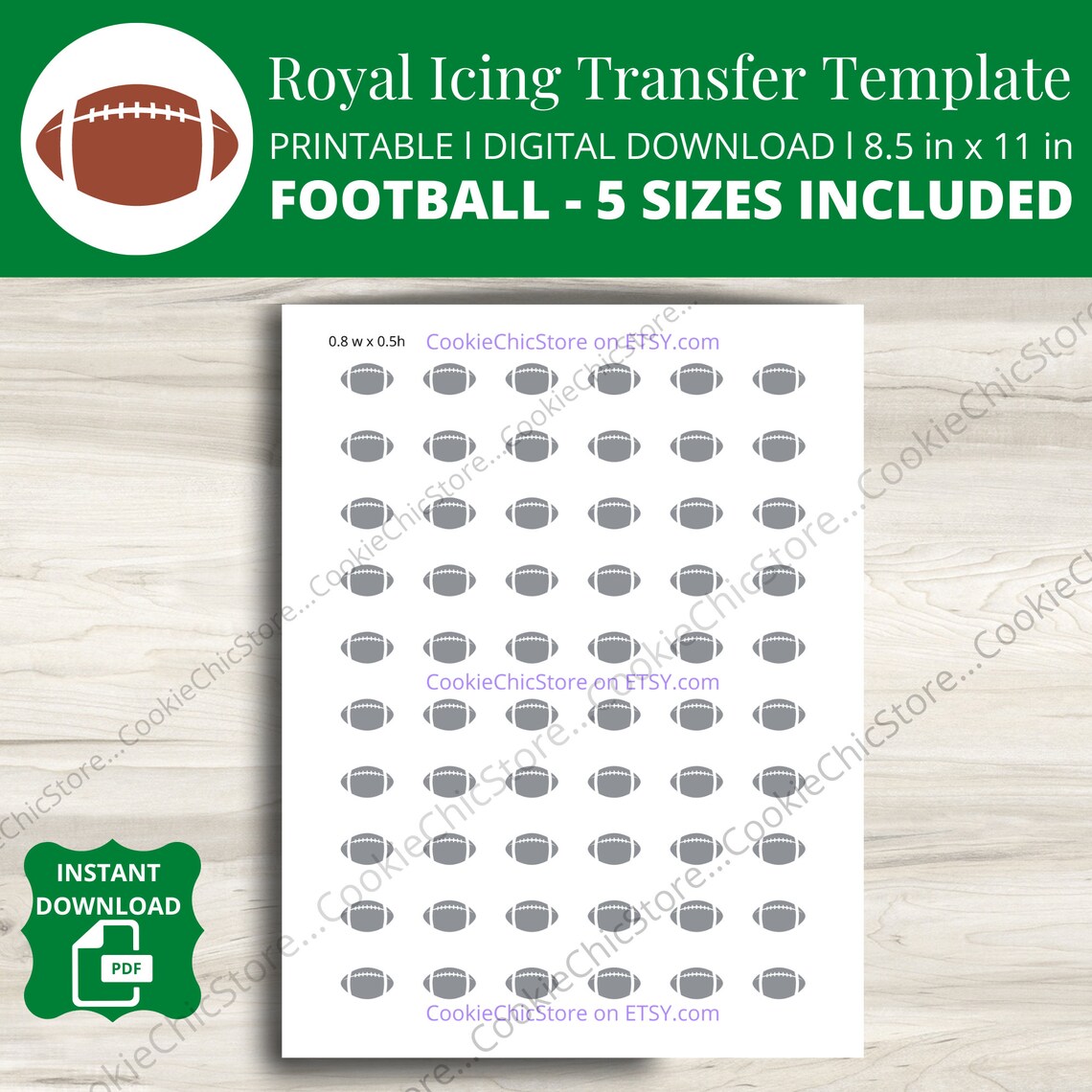 Football Royal Icing Transfer Sheet, Football Royal Icing Designs ...