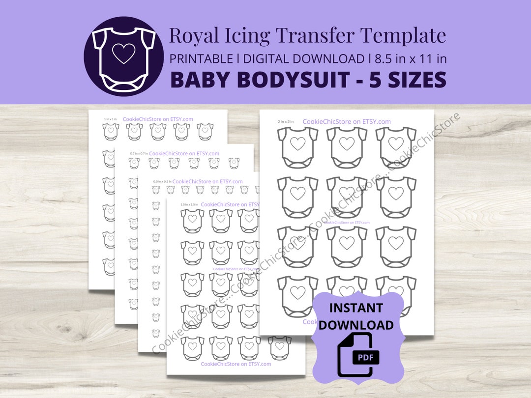 Baby Shower Royal Icing Transfer Sheet, Baby Clothes Outfit RI Transfer ...
