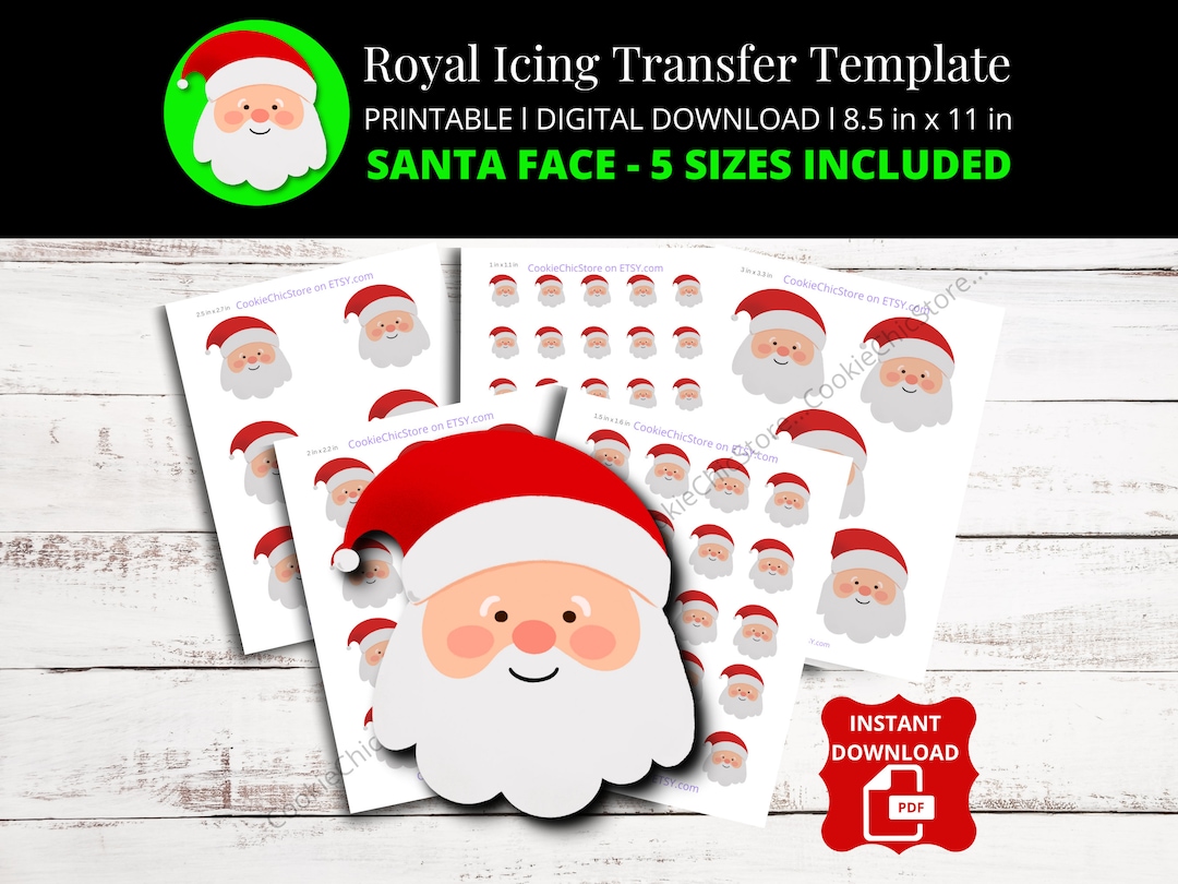 Santa Royal Icing Transfer Sheet, Christmas Royal Icing Transfer ...