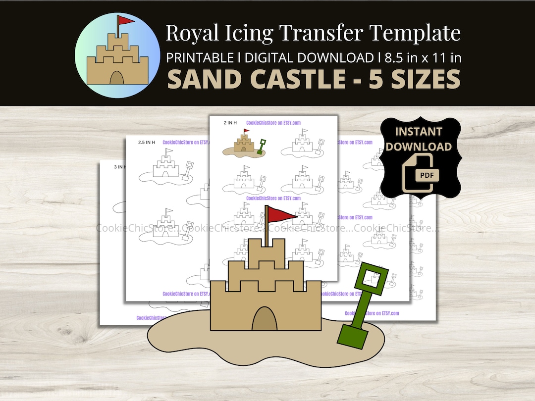 Sand Castle Royal Icing Transfer Sheet, Beach Theme Cookie Decorations ...