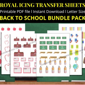 Back to School Teacher Royal Icing Transfer Sheet Template, Apple ...