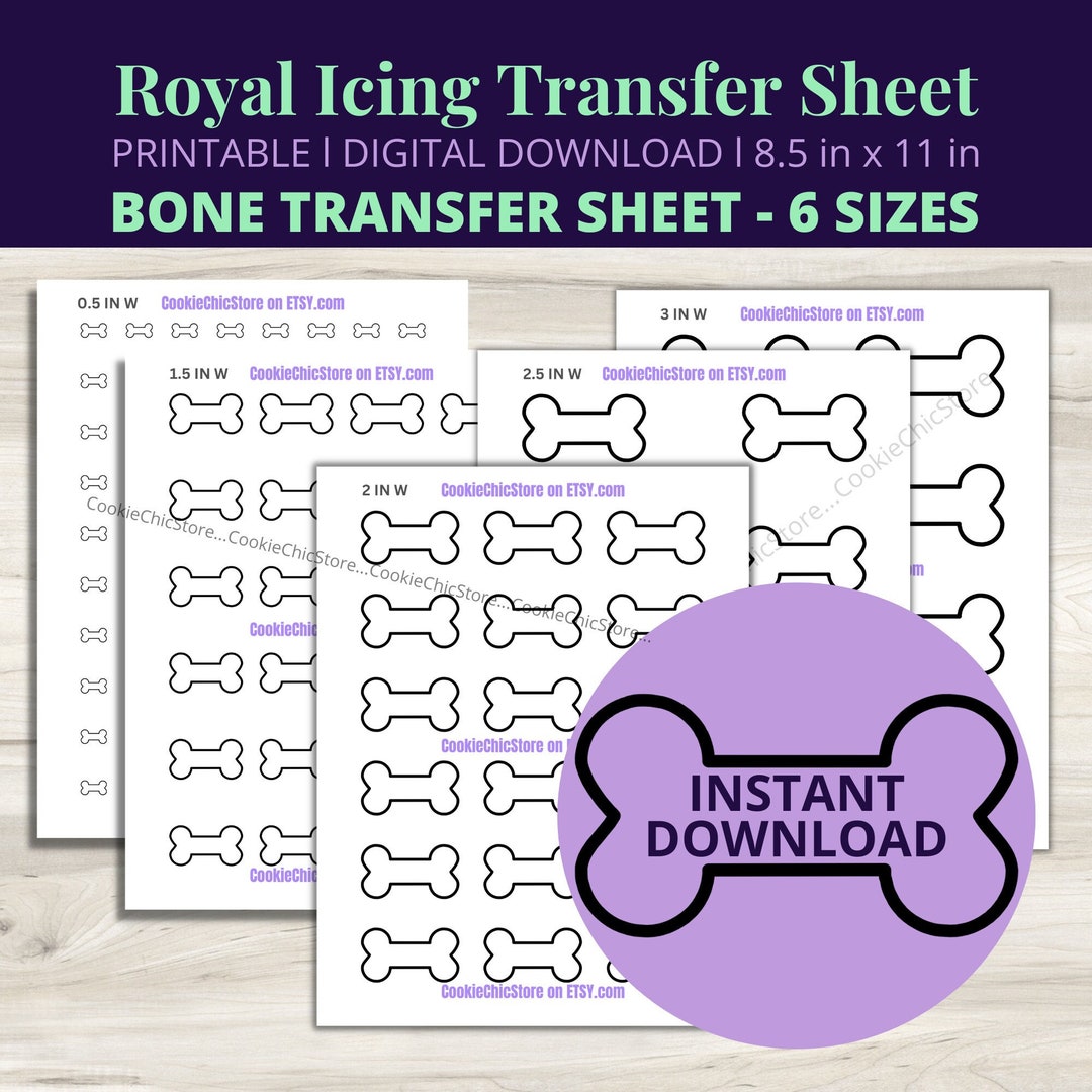 Bone Royal Icing Transfer Sheet Halloween Cookie Transfer - Etsy