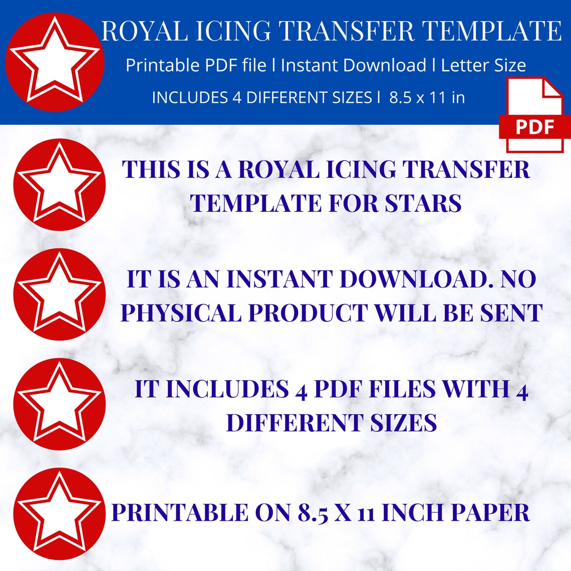 Royal Icing Transfer Template Star Stars Instant Download | Etsy