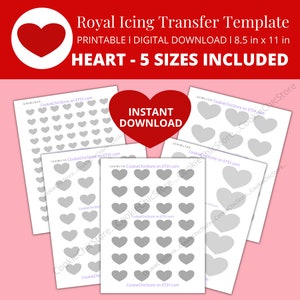 Heart Transfer Sheet Valentines Day Cookie Transfer Template, Hearts ...
