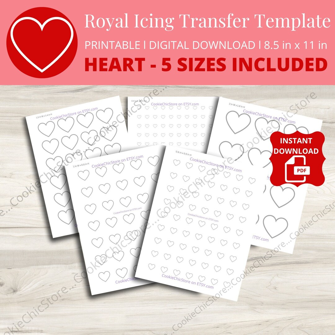 Heart Transfer Sheet Valentines Day Cookie Transfer Template - Etsy