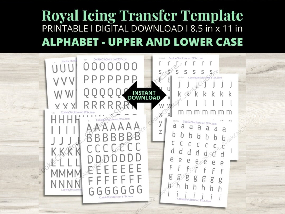 Alphabet Royal Icing Transfer Letters Sheet, Digital Icing Transfer ...