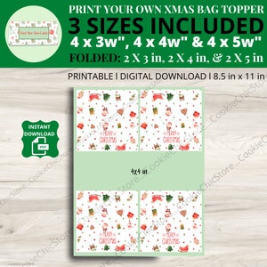 Christmas Cookie Bag Topper Printable, Christmas Treat Bag Topper ...
