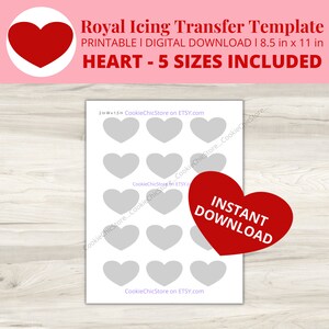Heart Transfer Sheet Valentines Day Cookie Transfer Template, Hearts ...