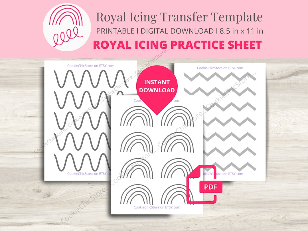 Piping Practice Sheet, Royal Icing Practice Sheet, Practice Piping ...