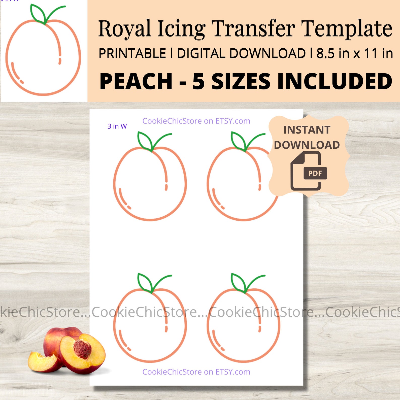 Royal Icing Peaches, Royal Icing Peach Transfer, Icing Transfer Sheets ...