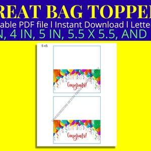 Congratulations Printable Cookie Treat Bag Topper Template, Congrats ...