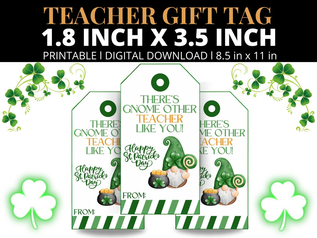 Daycare Teacher Gift Tag for St Patrick's Day, Lucky Teacher Printable ...