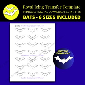 Bat Royal Icing Transfer Sheet, Printable Halloween Royal Icing ...