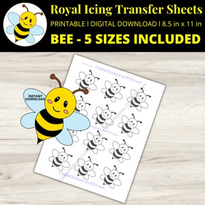 Royal Icing Bee, Bee Royal Icing Transfer Sheet, Bumble Bee Royal Icing ...