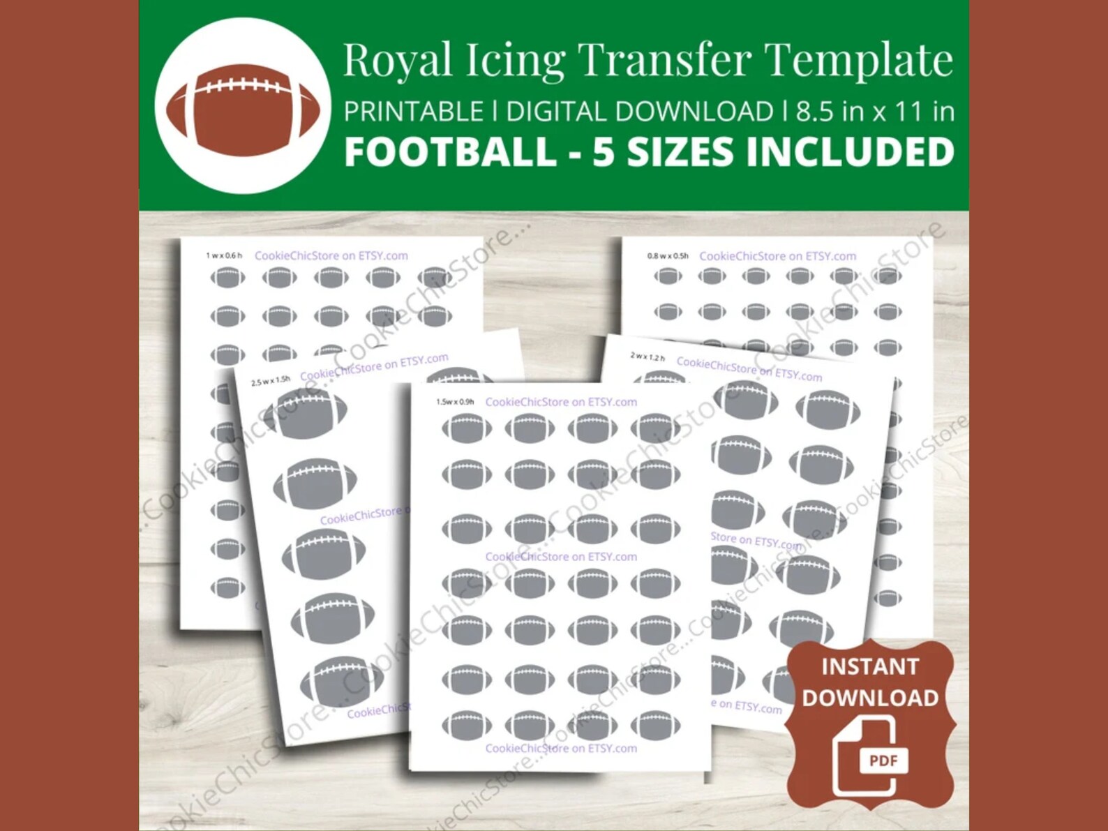 Football Royal Icing Transfer Sheet, Football Royal Icing Designs ...