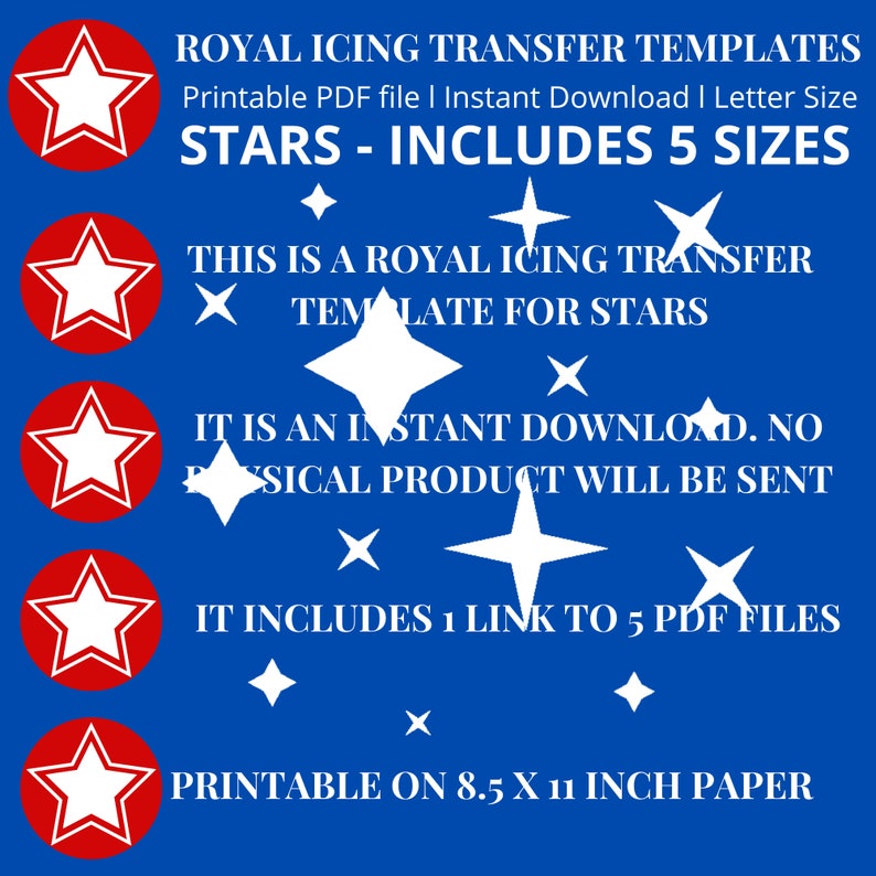 Royal Icing Stars Royal Icing Transfers Star Transfer - Etsy