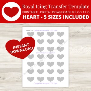 Heart Transfer Sheet Valentines Day Cookie Transfer Template, Hearts ...