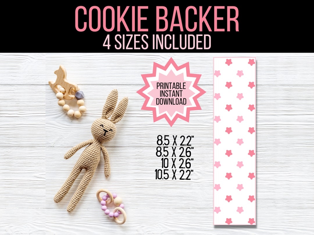 Printable Cookie Card Box Backer Pink Stars for Baby Shower Bundle Pack ...