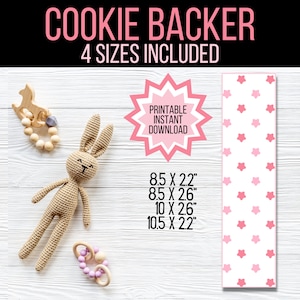 Printable Cookie Card Box Backer Pink Stars for Baby Shower Bundle Pack ...