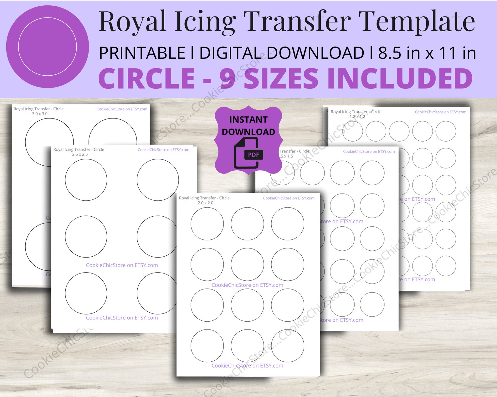 Circle Royal Icing Transfer Template, Royal Icing Circle Template ...