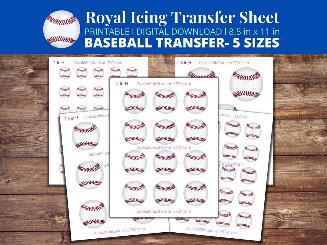 Baseball Royal Icing Transfer Sheet, RI Transfer Template for Sugar ...