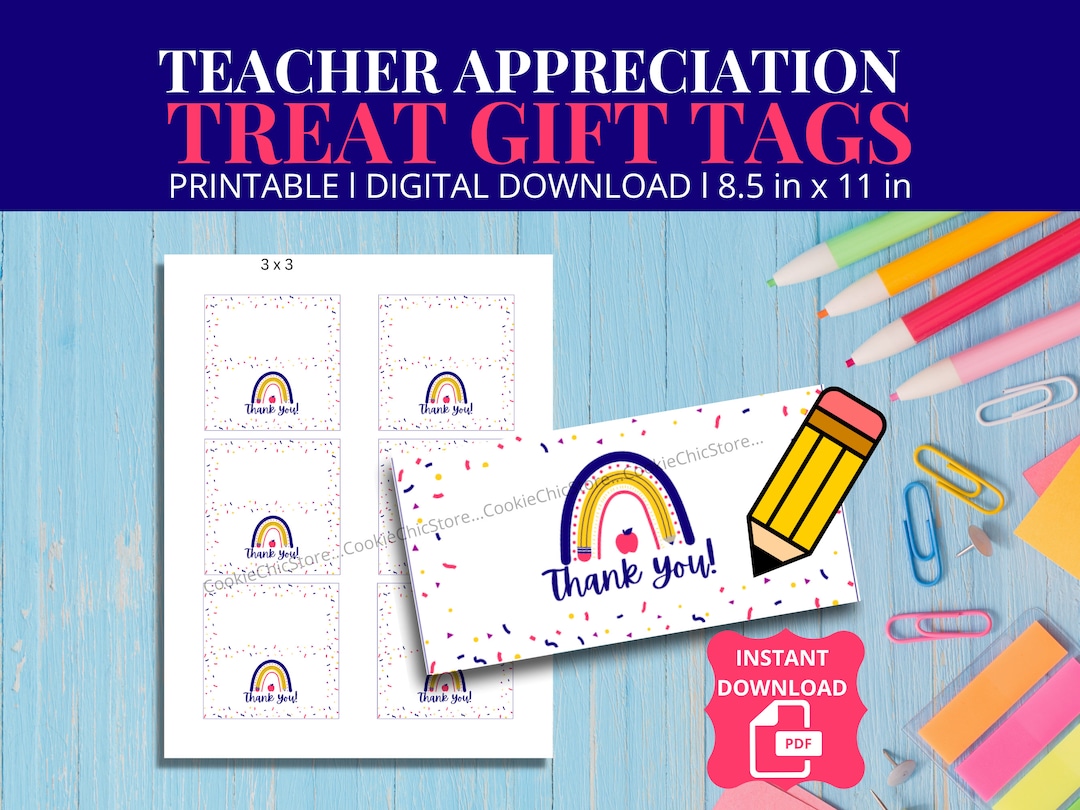 Teacher Appreciation Printable Cookie Bag Toppers, Goody Bag Treat ...