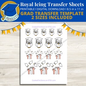 Graduation Transfer Sheet Royal Icing Template Bundle Pack, Graduation ...
