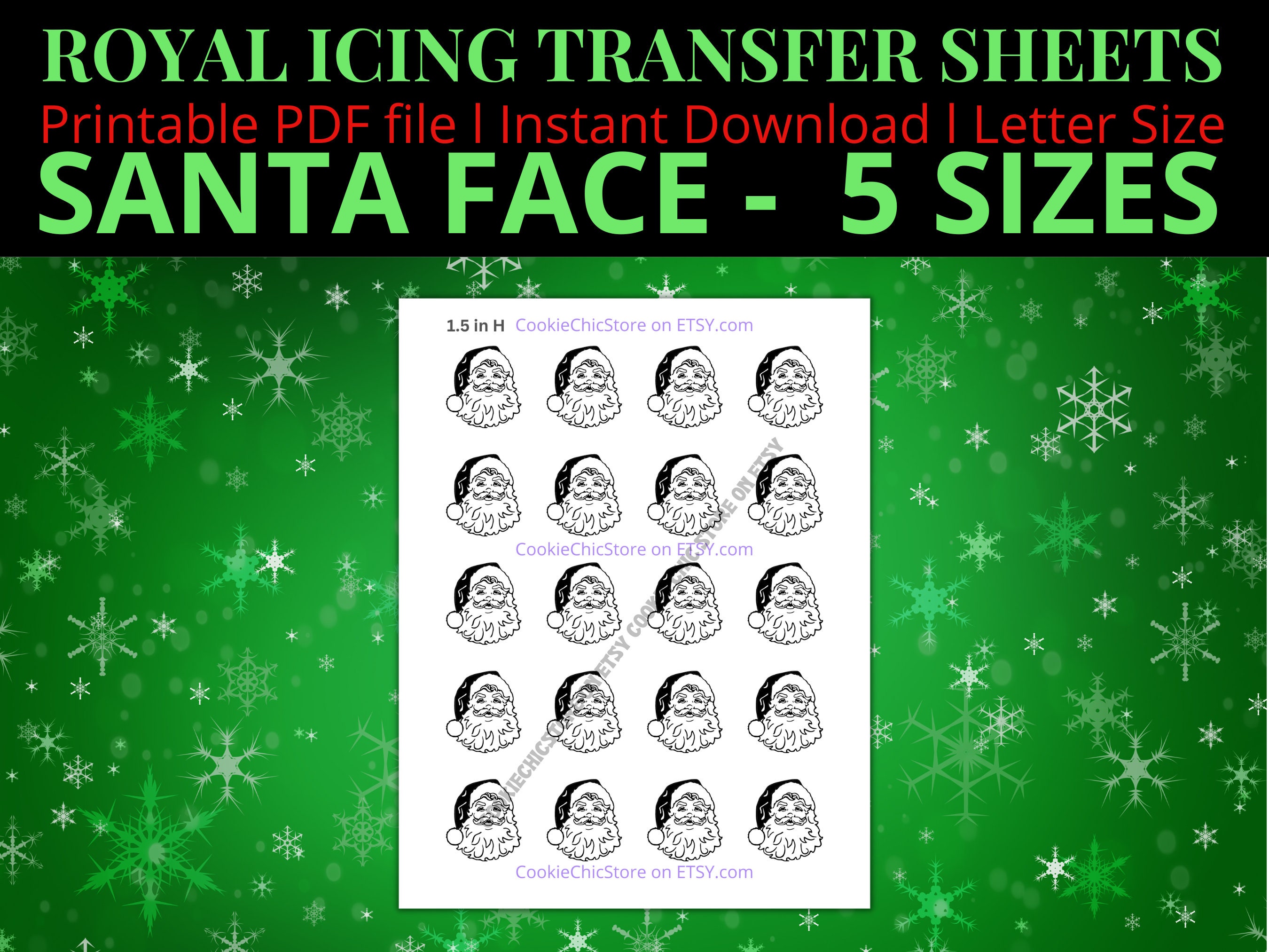 Santa Royal Icing Transfer Sheet Christmas Royal Icing Transfer Sheet ...