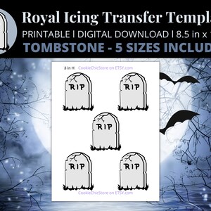 Halloween Icing Transfer Sheet Tombstone RIP Headstone Template for ...