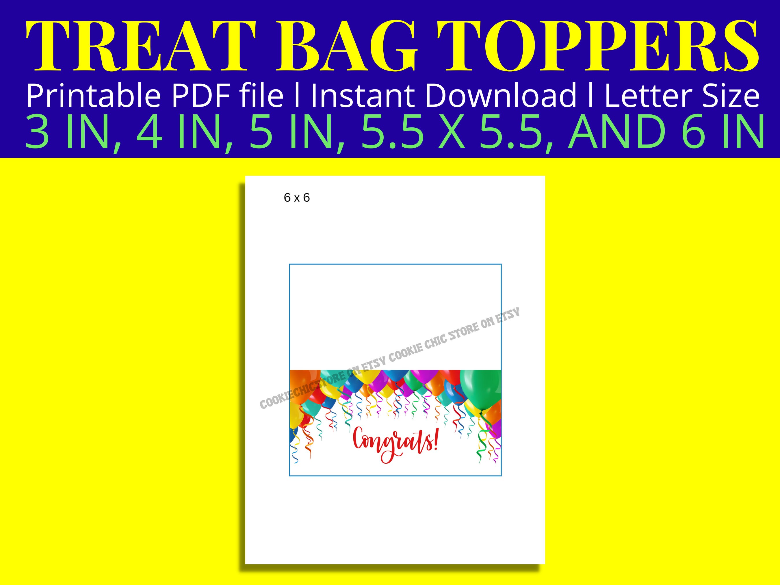 Congratulations Printable Cookie Treat Bag Topper Template - Etsy
