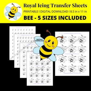 Royal Icing Bee, Bee Royal Icing Transfer Sheet, Bumble Bee Royal Icing ...