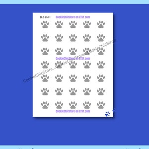 Paw Print Royal Icing Transfer Sheet Template for Animal Cat Dog Cookie ...