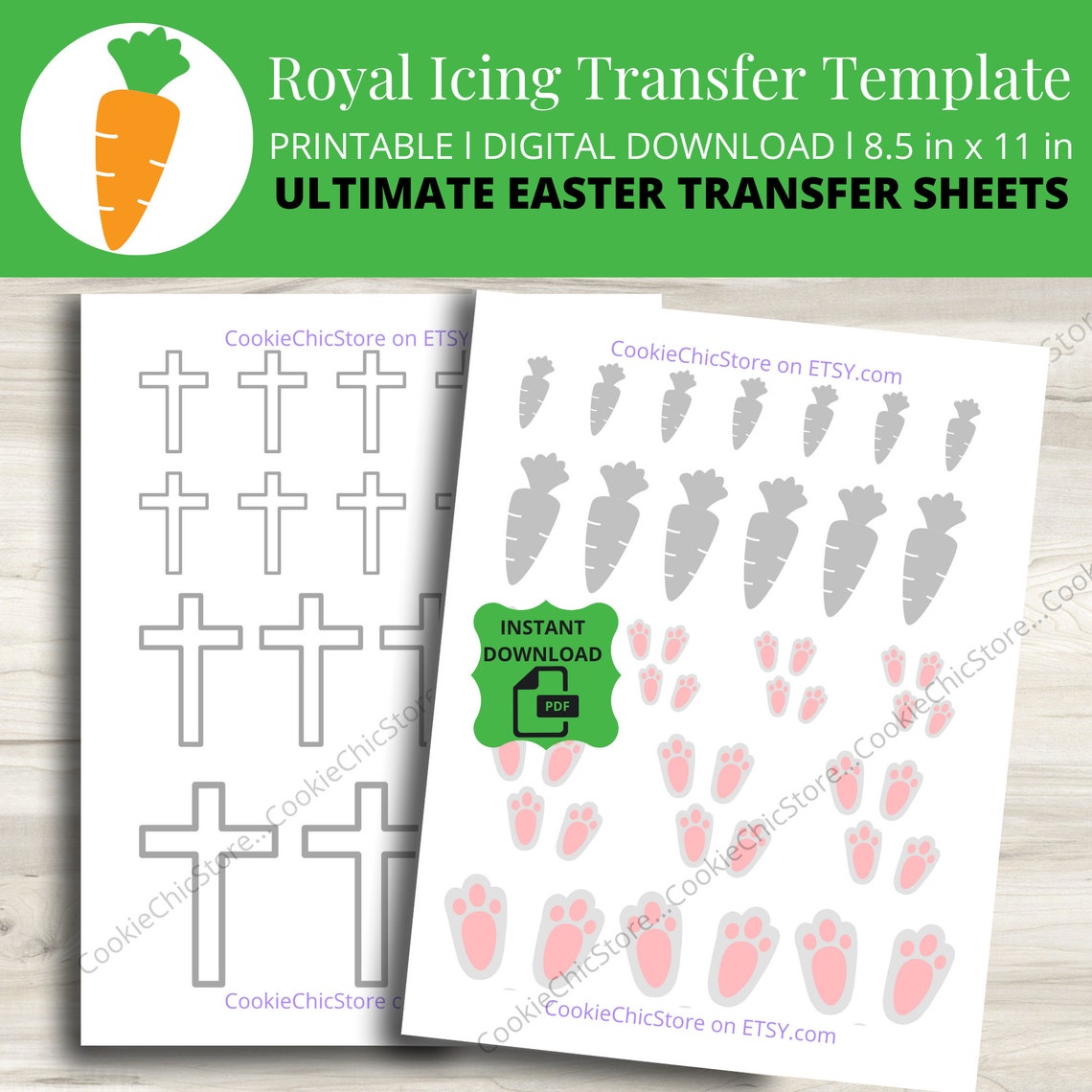 Easter Royal Icing Transfer Sheet Bundle Cookie Decoration, RI Transfer ...