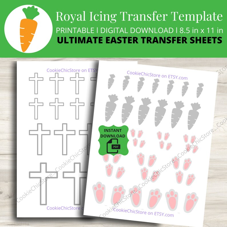 Easter Royal Icing Transfer Sheet Bundle Cookie Decoration, RI Transfer ...