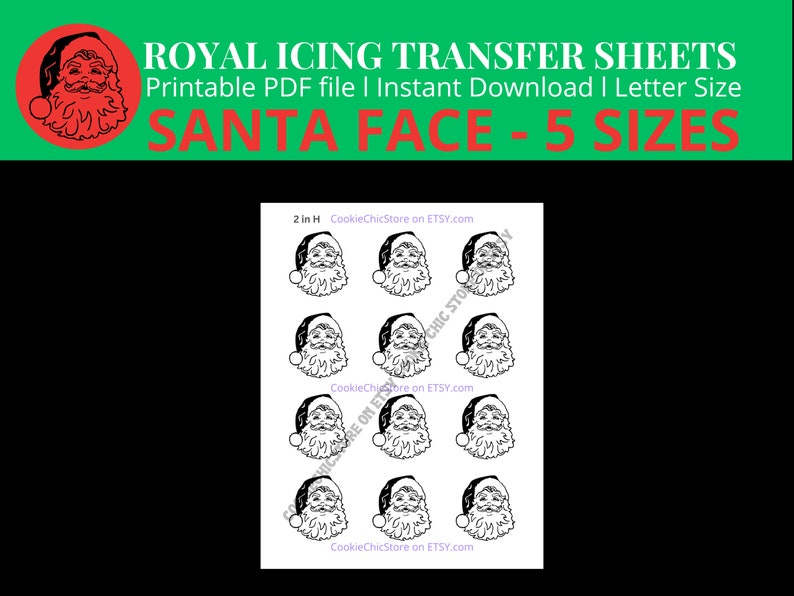 Santa Royal Icing Transfer Sheet Christmas Royal Icing Transfer Sheet ...