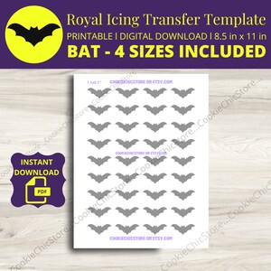 Halloween Royal Icing Transfer Sheet, Bat Royal Icing Transfer ...
