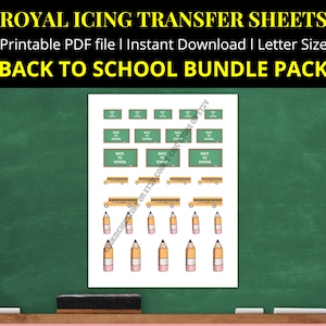 Back to School Teacher Royal Icing Transfer Sheet Template, Apple ...
